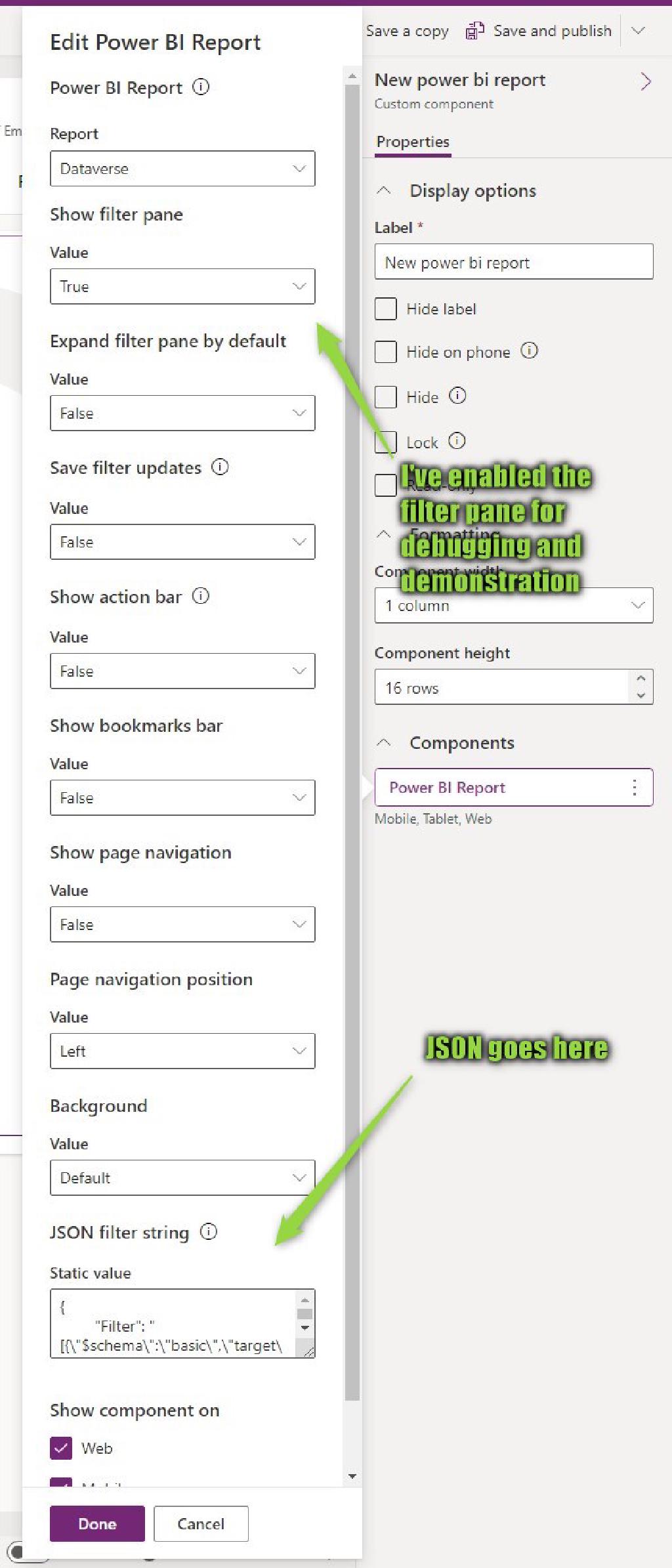 PowerBI: Filtering Embedded Reports