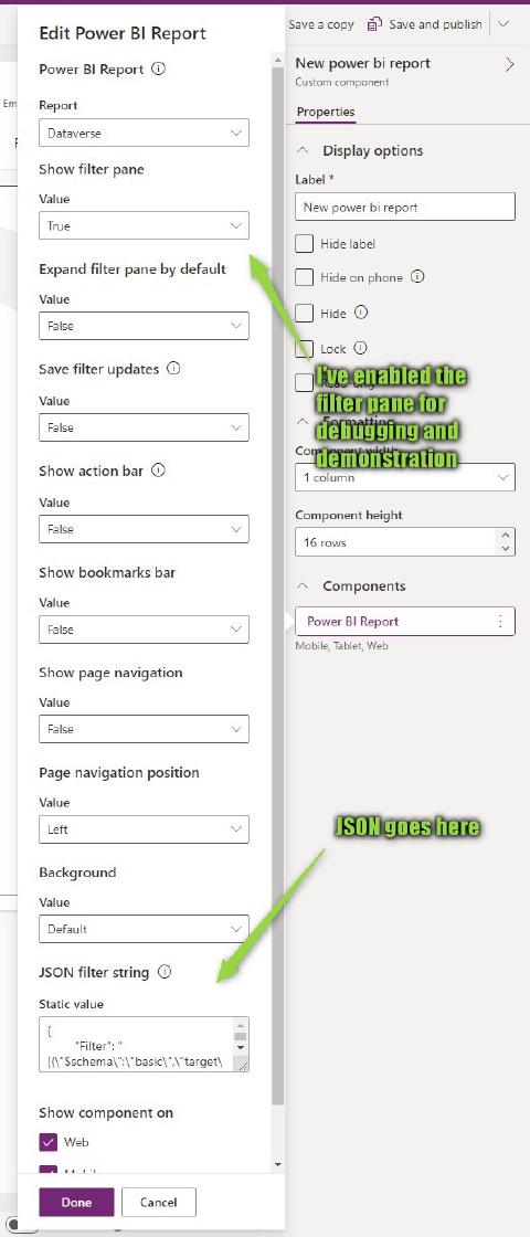 PowerBI: Filtering Embedded Reports